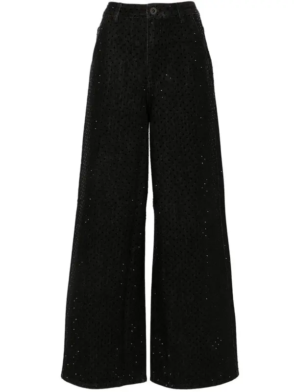 SELF-PORTRAIT Rhinestone-embellished Jeans - Black
