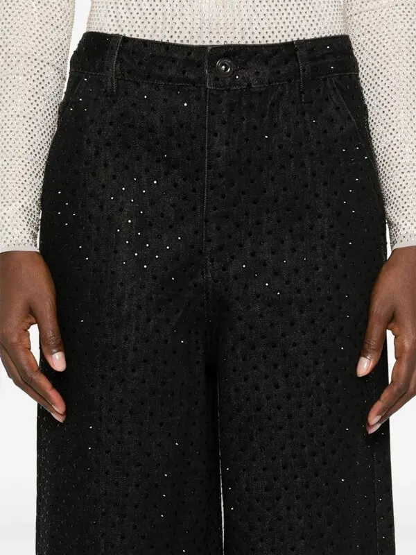 SELF-PORTRAIT Rhinestone-embellished Jeans - Black