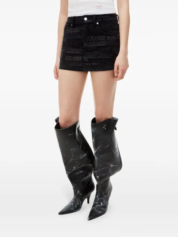 Alexander Wang Logo-embroidered Denim Shorts
