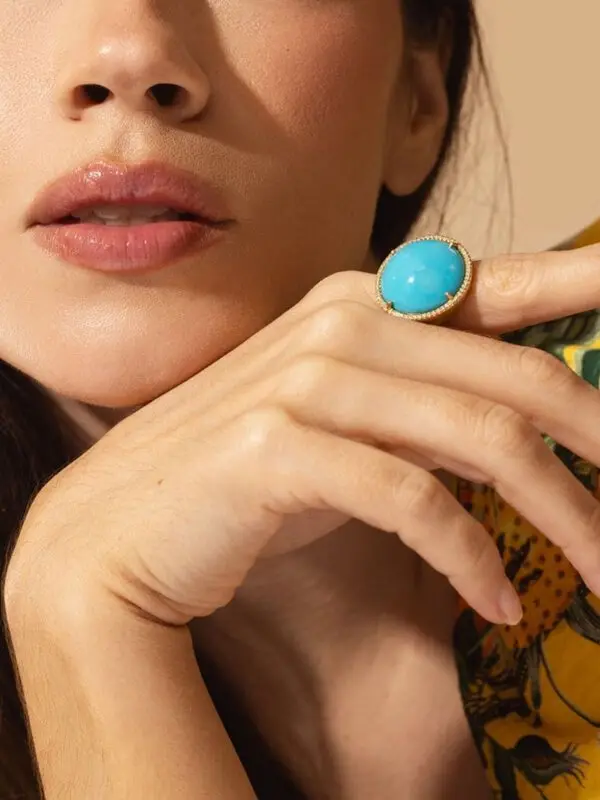 Irene Neuwirth 18kt Yellow Turquoise Cocktail Ring - Gold