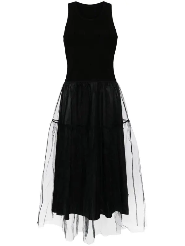 JNBY Tulle-inserts Midi Dress - Black