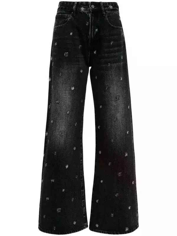 JNBY Embroidered-butterfly Cotton Jeans - Black