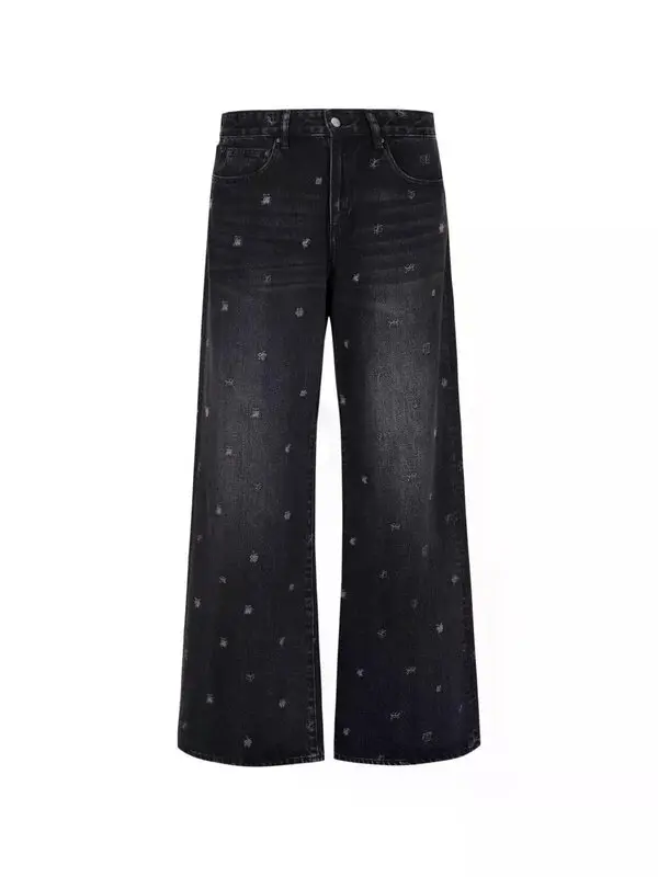JNBY Embroidered-butterfly Cotton Jeans - Black