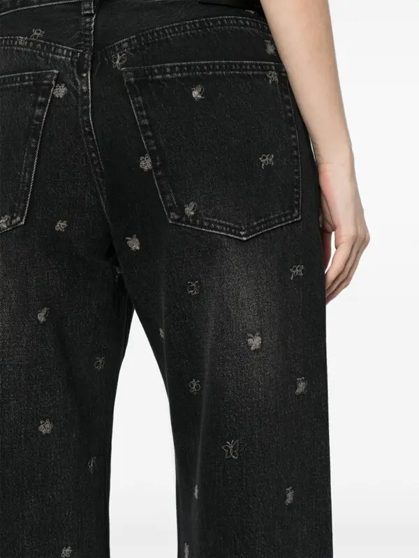JNBY Embroidered-butterfly Cotton Jeans