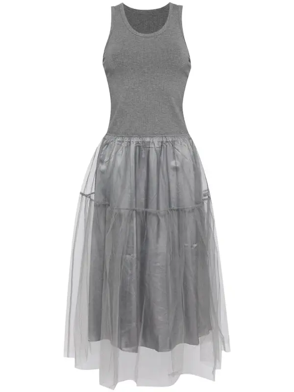JNBY Tulle-inserts Midi Dress - Grey