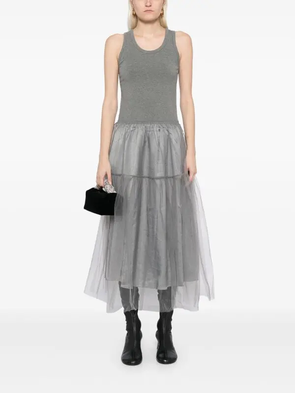 JNBY Tulle-inserts Midi Dress - Grey