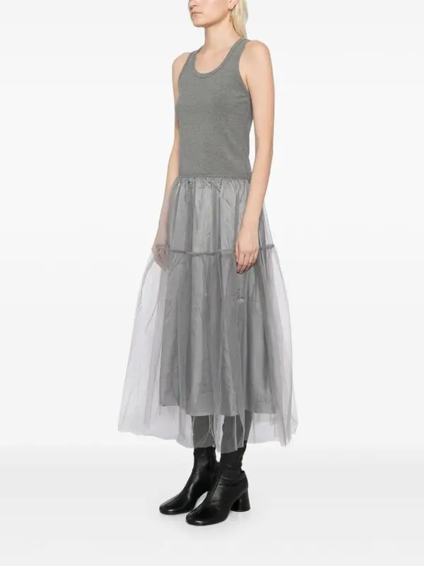 JNBY Tulle-inserts Midi Dress - Grey