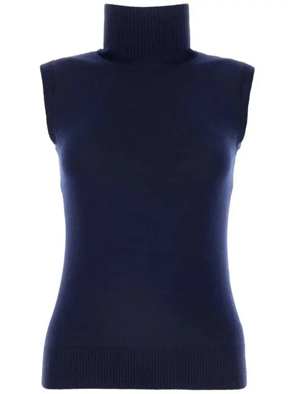 Sportmax Ardenza Virgin Wool Knitted Top - Blue