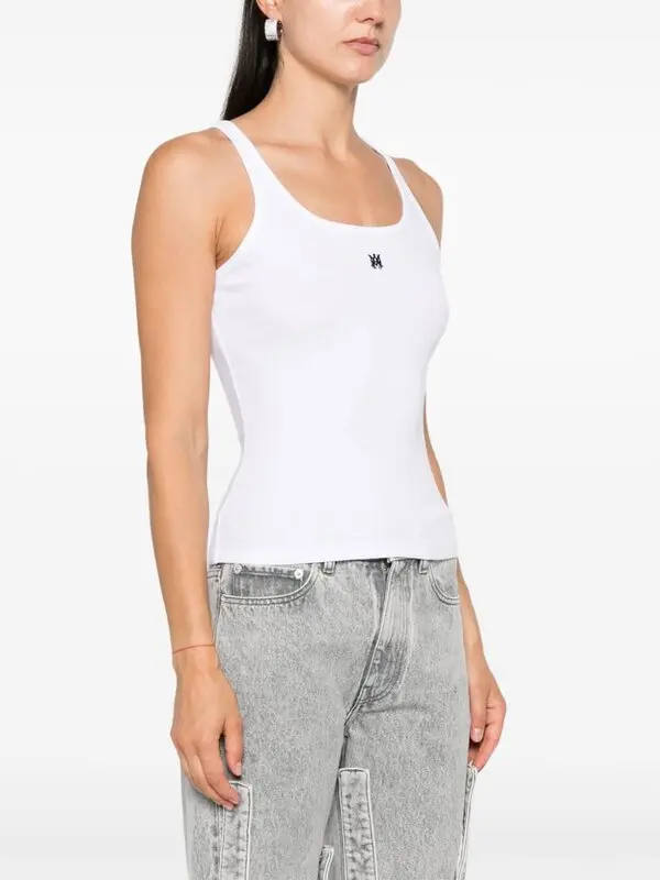 Amiri Ma Embroidered Ribbed Tank Top - White