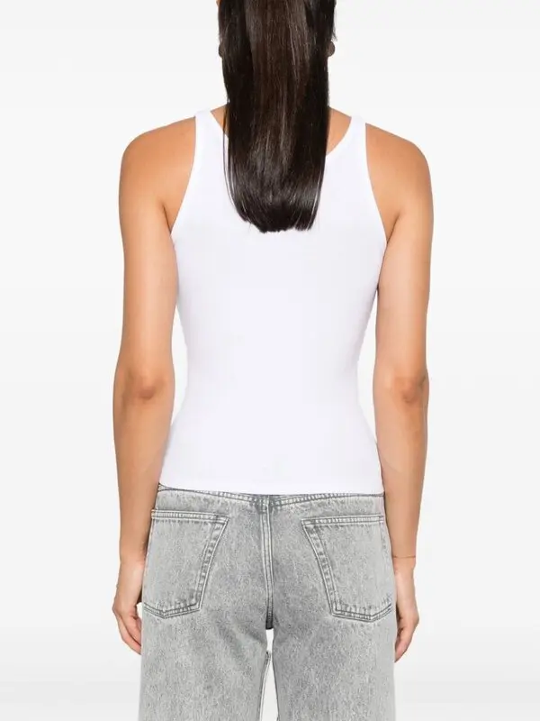 Amiri Ma Embroidered Ribbed Tank Top - White