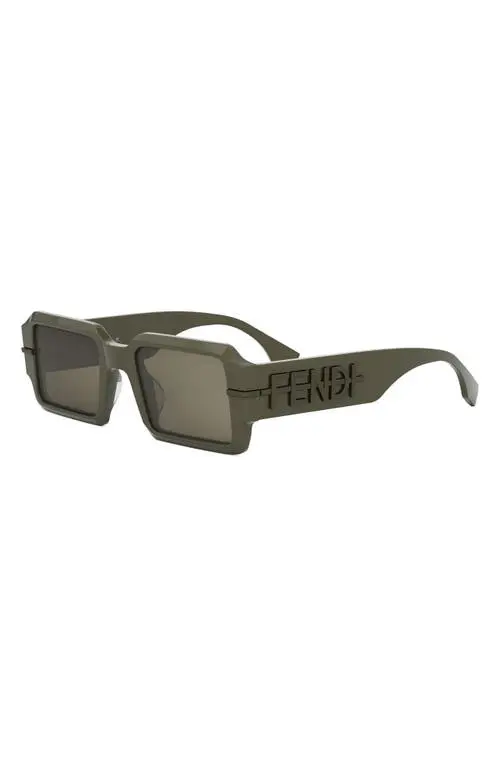 Fendi Graphy 52mm Geometric Sunglasses - Shiny Dark Green/green
