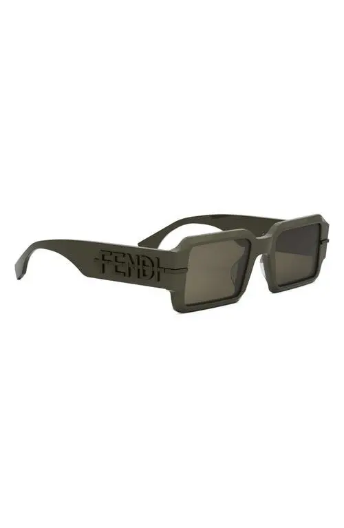 Fendi Graphy 52mm Geometric Sunglasses - Shiny Dark Green/green