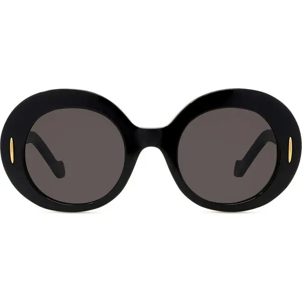 Loewe Anagram 50mm Oval Sunglasses - Shiny Black/smoke
