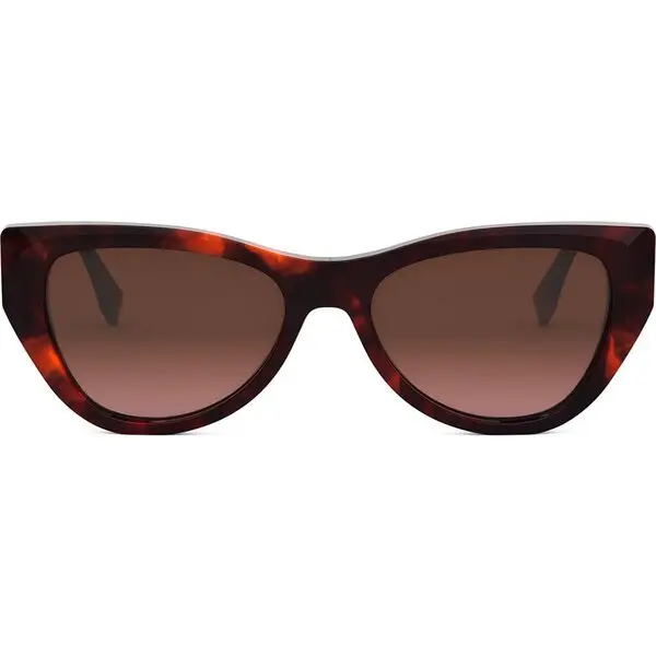 Fendi Diamonds 54mm Cat Eye Sunglasses - Red Havana / Gradient Brown