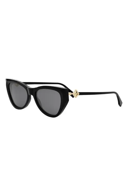 Fendi Diamonds 54mm Cat Eye Sunglasses - Shiny Black/smoke