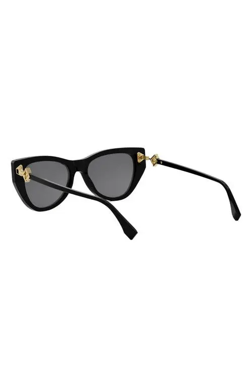 Fendi Diamonds 54mm Cat Eye Sunglasses - Shiny Black/smoke