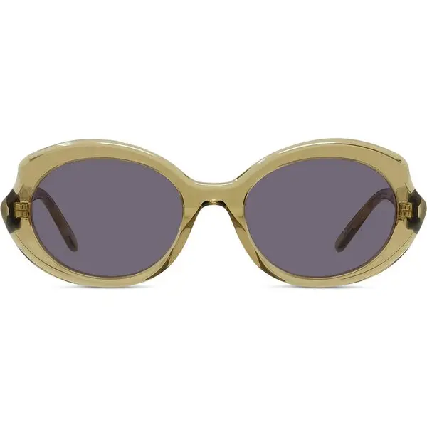 Loewe Thin Mini 54mm Oval Sunglasses - Shiny Dark Green/violet