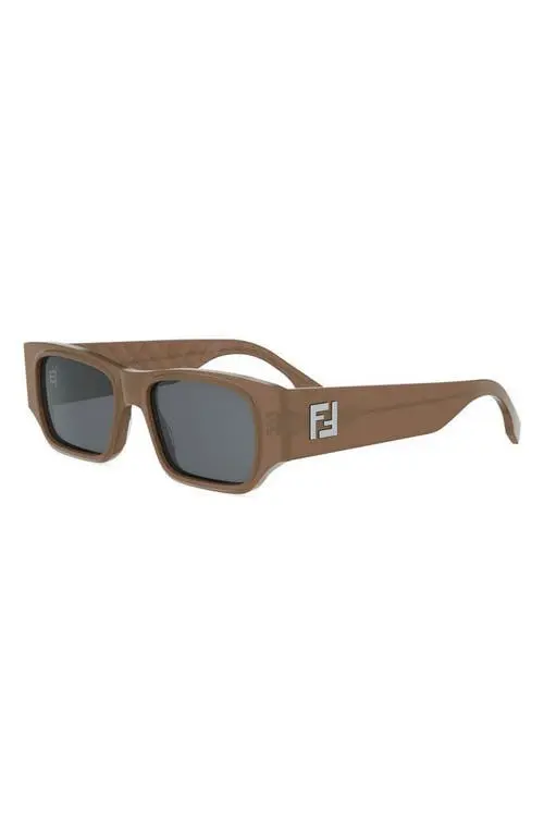 Fendi Ff Squared Rectangular Sunglasses - Light Brown/other/smoke