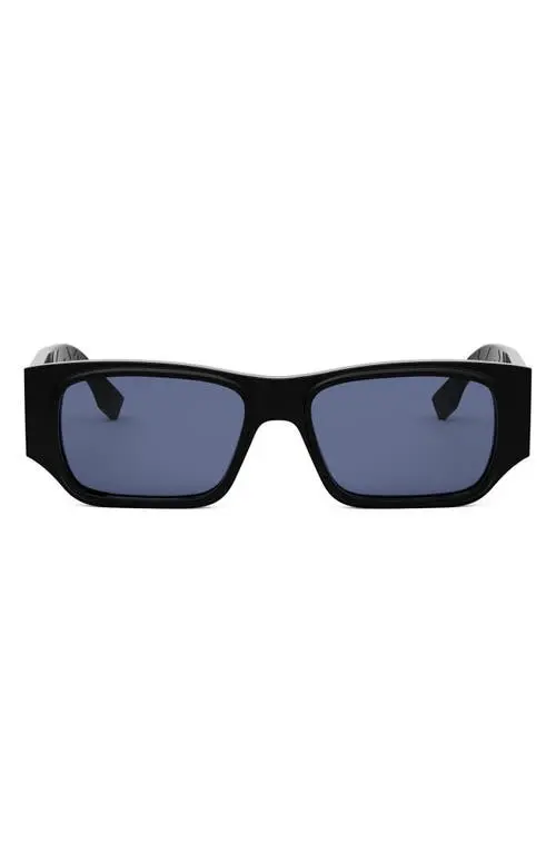 Fendi Ff Squared Rectangular Sunglasses - Shiny Black/blue