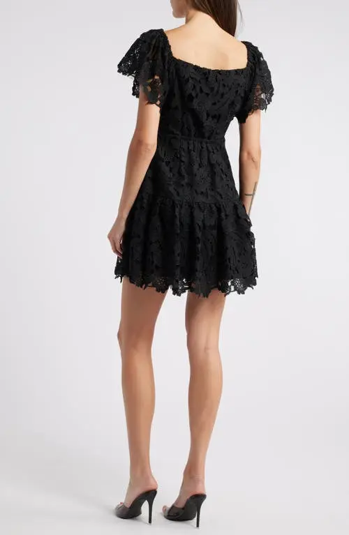 Chelsea28 Flutter Sleeve Lace Mini Dress In Black - 45% Off | Editorialist