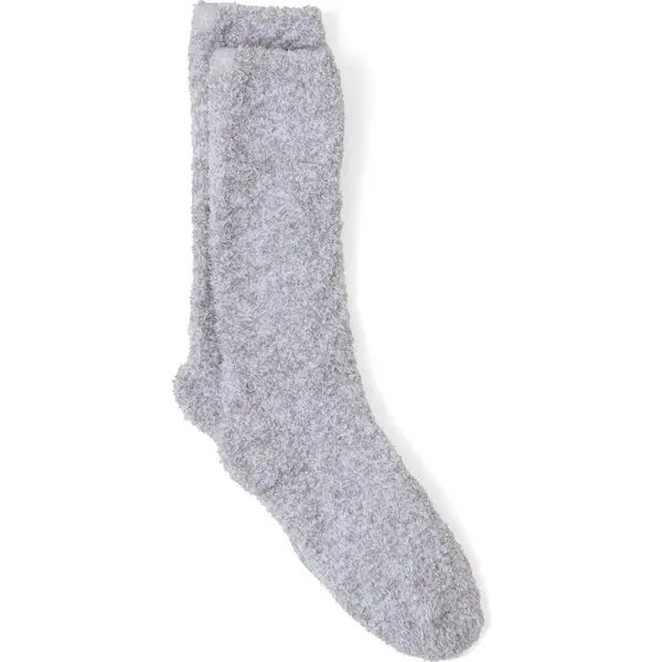 Barefoot Dreams Cozychic Heathered Crew Socks - Oyster/white