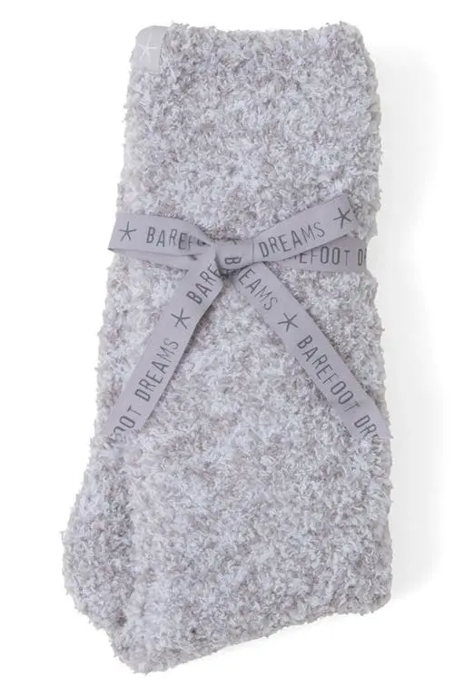 Barefoot Dreams Cozychic Heathered Crew Socks - Oyster/white