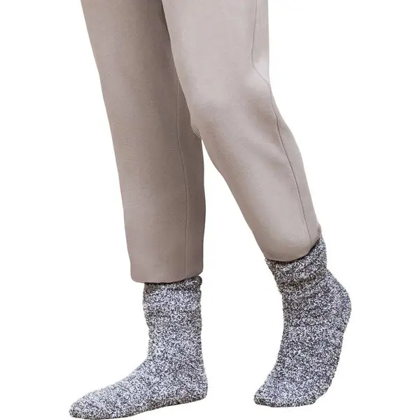Barefoot Dreams Cozychic Heathered Crew Socks - Slate Blue/ White