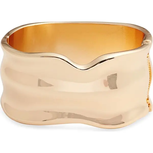 OPEN EDIT Molten Wide Hinged Cuff Bracelet - Gold
