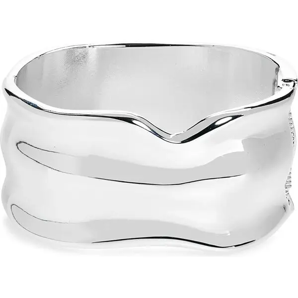 OPEN EDIT Molten Wide Hinged Cuff Bracelet - Silver