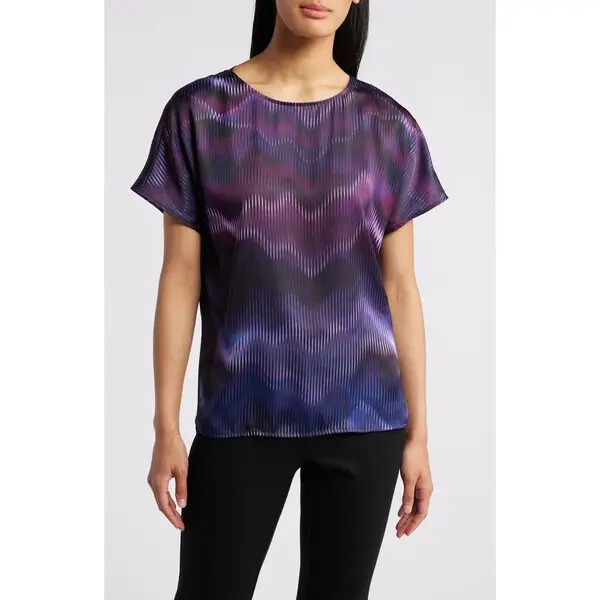 Anne Klein Abstract Print Short Sleeve Top