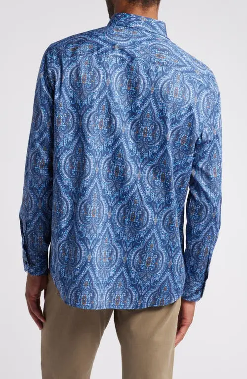 Johnston & Murphy Medallion Print Oversize Button-up Shirt