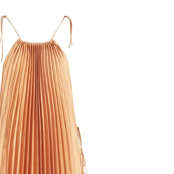 Stella Mccartney Pleated Silk Dress In Gold - 50% Off | Editorialist