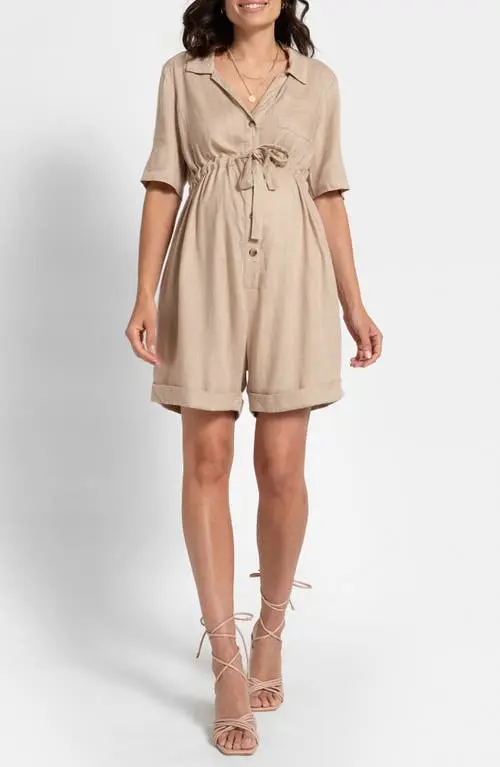Seraphine Utility Maternity/nursing Romper - Sand