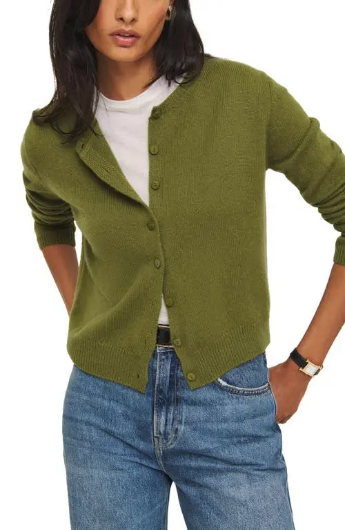 REFORMATION Clara Cashmere Crew Cardigan - Pear