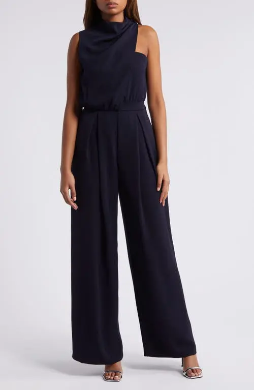Black Halo Floella Asymmetric Jumpsuit - Navy