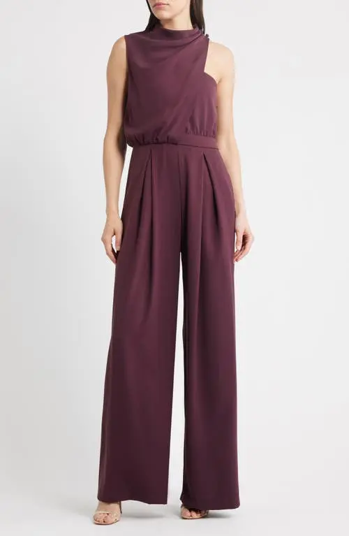 Black Halo Floella Asymmetric Jumpsuit - Oxblood