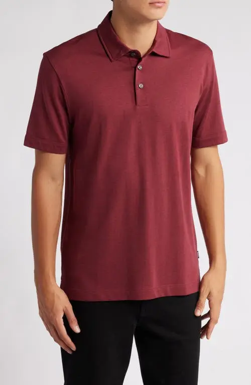 BOSS Press Lyocell & Cotton Polo - Dark Red