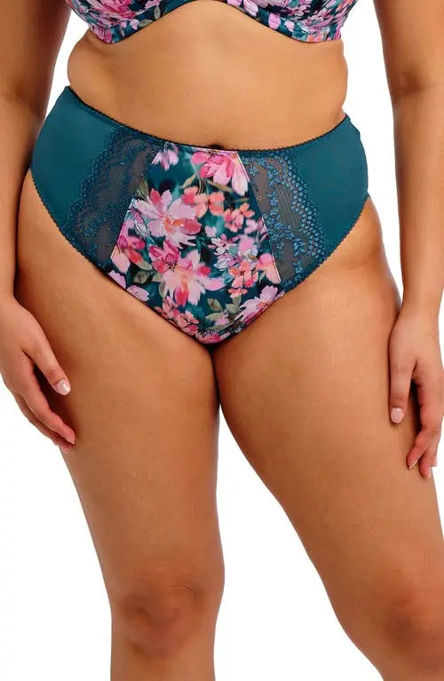 Elomi Lucie High Leg Briefs - Teal Floral