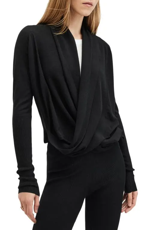 ALLSAINTS Wasson Pirate Wrap Merino Wool Cardigan - Black