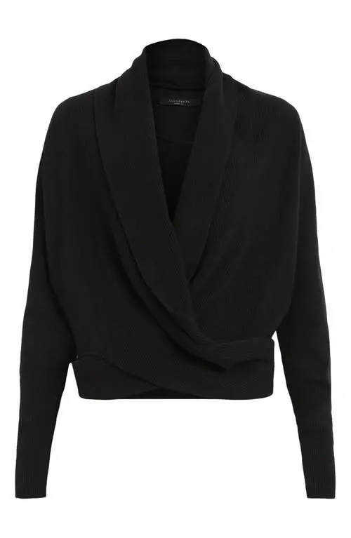 ALLSAINTS Wasson Pirate Wrap Merino Wool Cardigan - Black