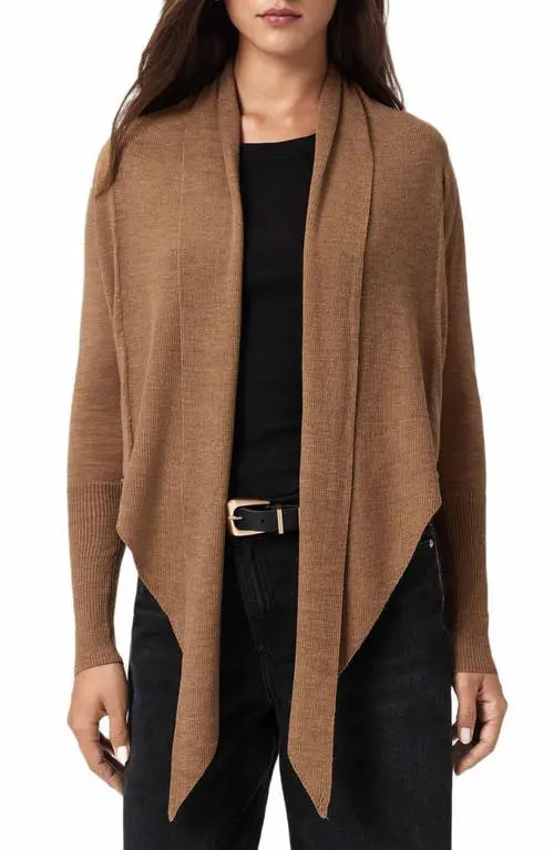 ALLSAINTS Wasson Pirate Wrap Merino Wool Cardigan - Camel Brown