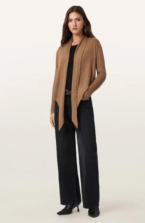 ALLSAINTS Wasson Pirate Wrap Merino Wool Cardigan - Camel Brown