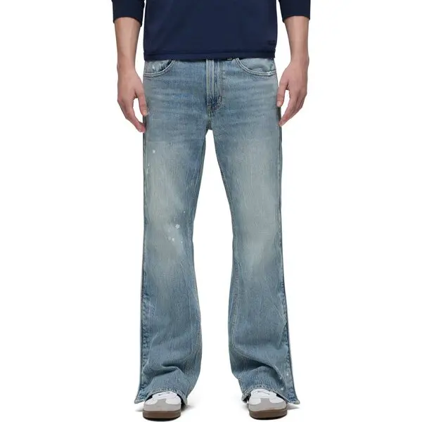 Hudson Jeans Walker Track Distressed Flare Jeans - Sequoia