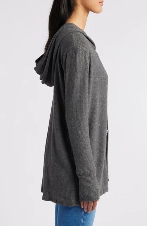 Loveappella Hooded Ribbed Cardigan