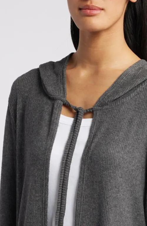 Loveappella Hooded Ribbed Cardigan