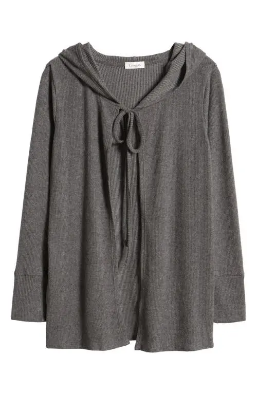 Loveappella Hooded Ribbed Cardigan