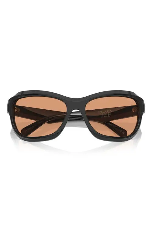 Prada 63mm Oversized Butterfly Sunglasses - Black