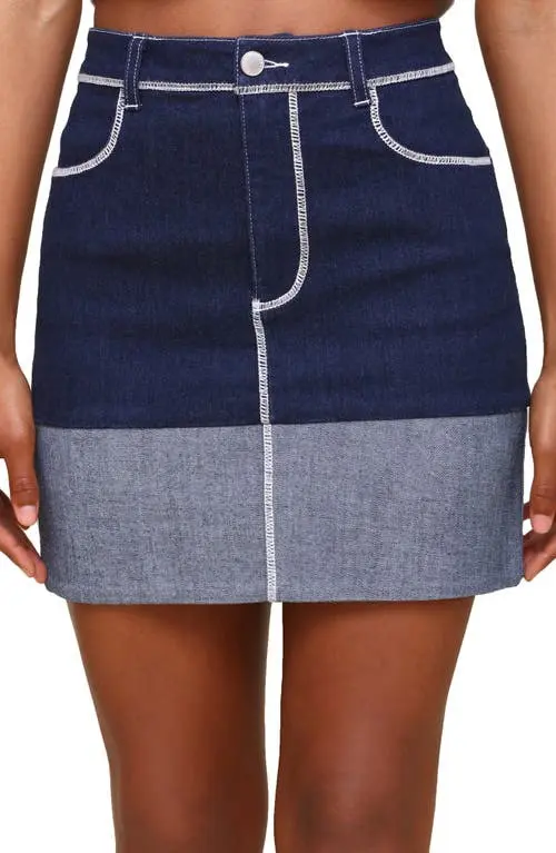 Avec Les Filles Contrast Cuff Denim Miniskirt