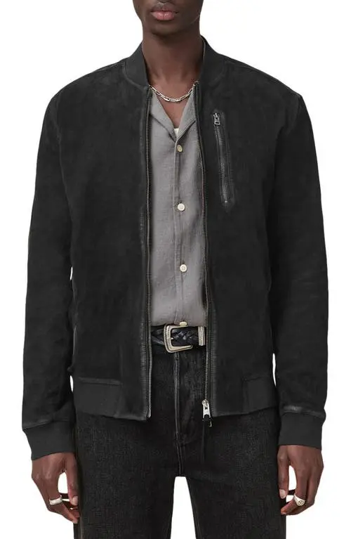 ALLSAINTS Kemble Suede Bomber Jacket - Black