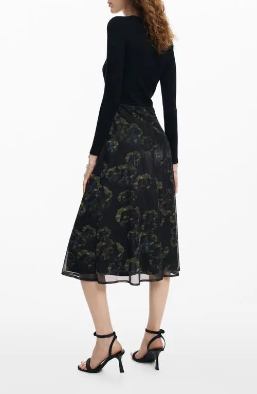 Desigual Pensee Mixed Media Long Sleeve Dress